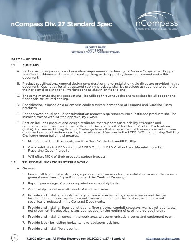 Division 27 Standard - nCompass Systems
